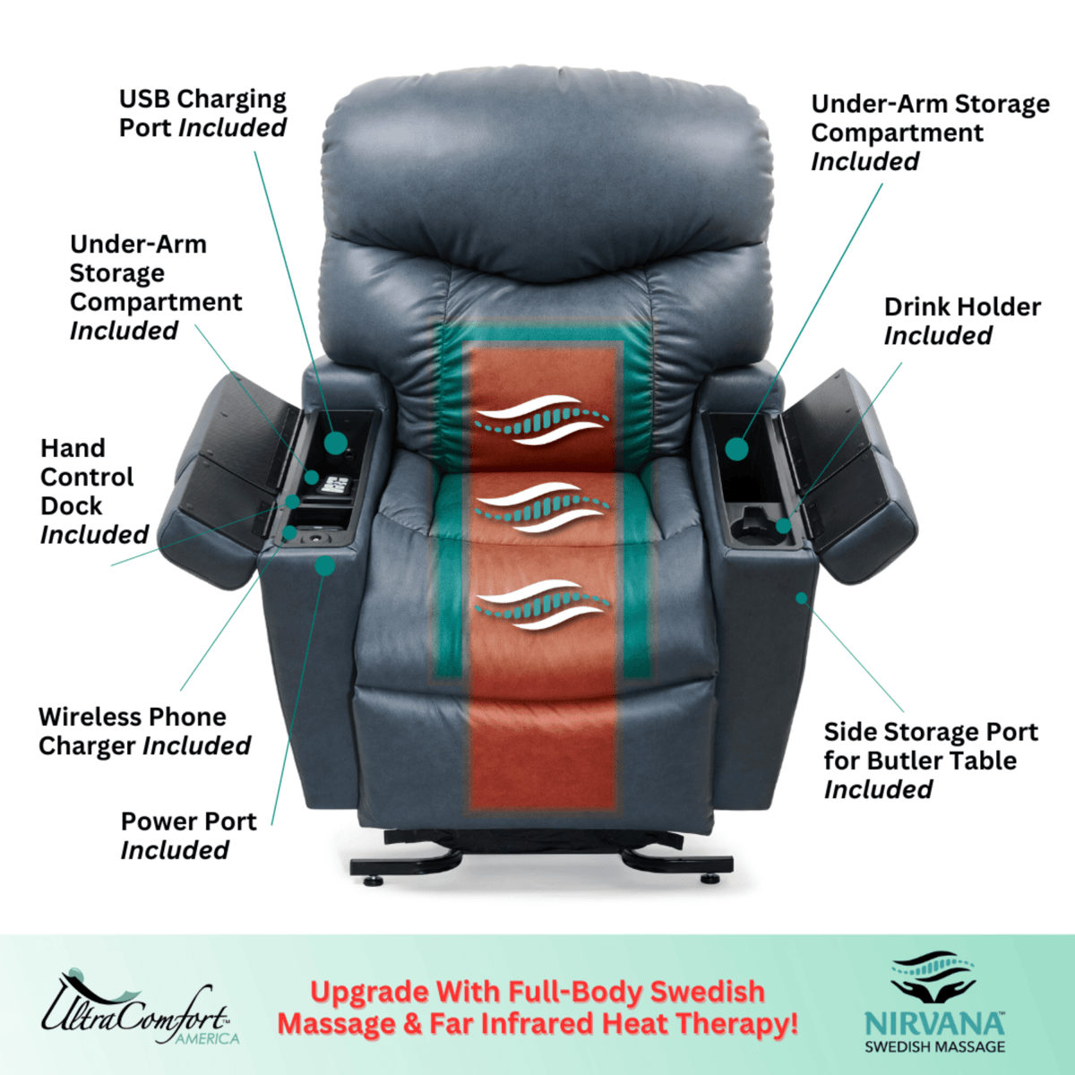 UltraComfort Maya UC566 Medium Power Lift Chair Recliner ...